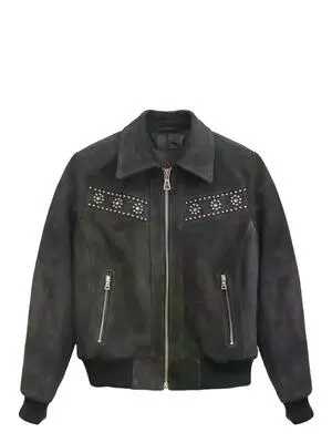 HTC LOS ANGELES Francisville Studded Suede Jacket - Grey