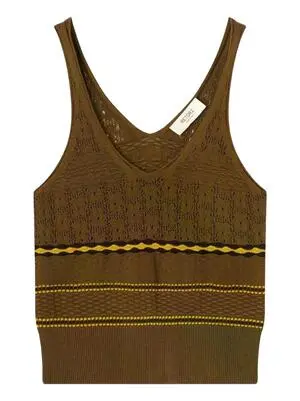 RETORI Floral-stitch Knit Top - Brown