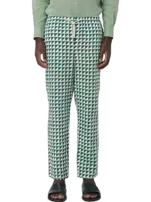 PENINSULA SWIMWEAR Teulada Printed Linen Trousers - Green