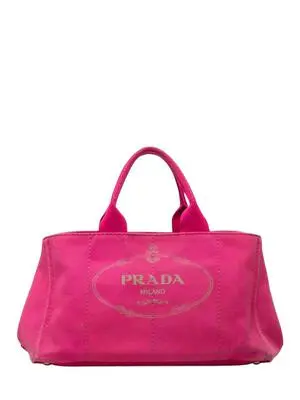 Prada 2010-2026 Canvas Canapa Logo Satchel - Pink