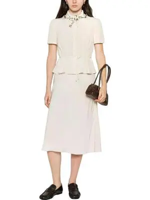 Prada Crystal-embellished Peplum-waist Midi Dress - Neutrals