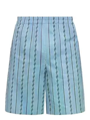 Versace Greca-pattern Striped Shorts - Blue