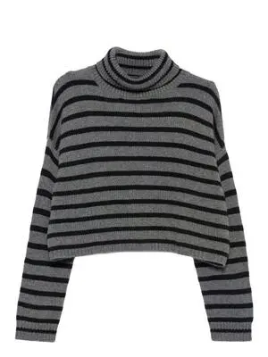 LISA YANG Zerlina Striped Roll-neck Jumper - Grey