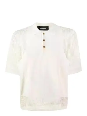 Dsquared2 Mesh-insert Short Sleeved Polo Shirt - Neutrals