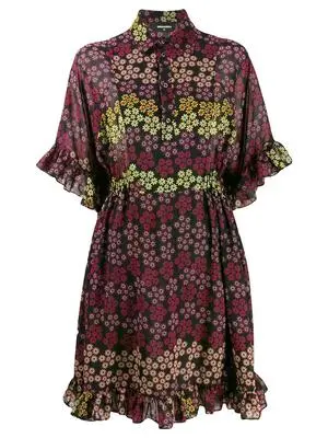 Dsquared2 Floral Print Shirt Dress - Black