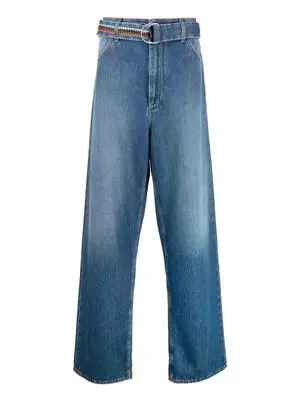 COUNTY OF MILAN Belted Wide-leg Jeans - Blue