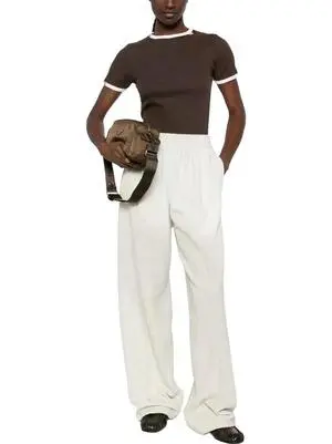 Prada Ribbed-knit Ringer T-shirt - Brown