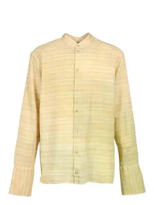424 Striped Band-collar Shirt - Yellow