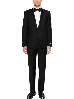 Karl Lagerfeld Satin-trim Buttoned Blazer - Black