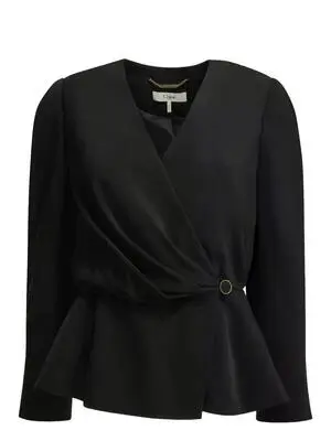 Chloé Draped Peplum Top - Black