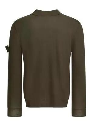 Stone Island Logo-patch Polo-collar Sweater - Green