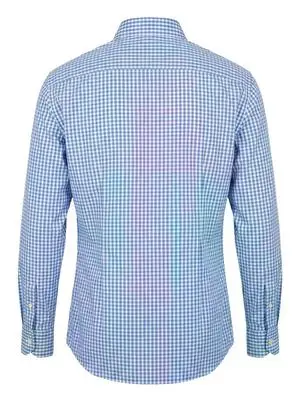 XACUS Gingham-check Long-sleeve Shirt - Blue