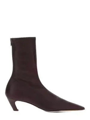 Khaite Arizona Leather Ankle Boots - Red