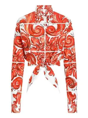 Dolce & Gabbana Majolica-print Tie-front Shirt Red