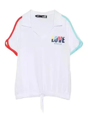 Moschino Logo-print Drawstring-hem Polo Shirt - White