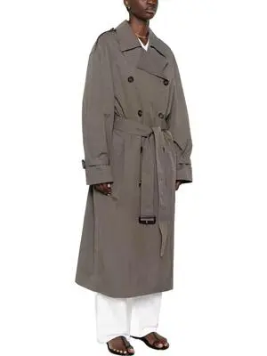 TOTEME Crisp Double-breasted Belted Trench Coat - Grey
