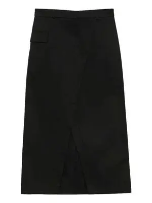 Liviana Conti Pocket Front-slit Midi Skirt - Black