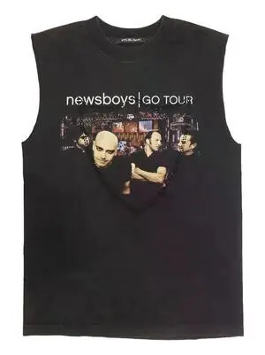 HTC LOS ANGELES Newsboys-print Studded Tank Top - Black