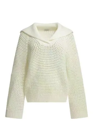 Brunello Cucinelli Open-knit Sailor-collar Sweater - Neutrals