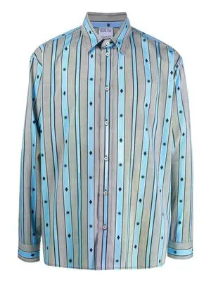COUNTY OF MILAN Striped Button-up Shirt - Blue