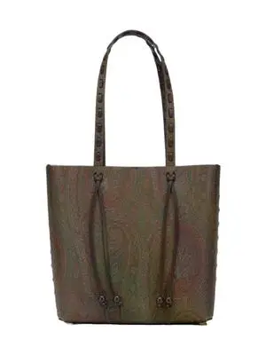 Etro Paisley-print Whipstitch-trim Shoulder Bag - Brown