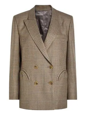 BLAZÉ MILANO Everynight Checked Double-breasted Wool Blazer - Beige