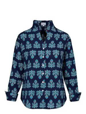 AT LAST... Chelsea Shirt In Navy & Thistle - Blue