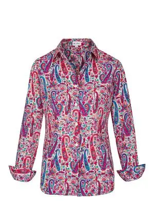 AT LAST... Blue / Pink Mayfair Shirt In Pink & Blue Fiesta - Blue/pink