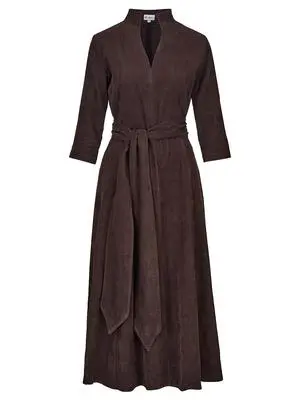 AT LAST... Chelsea Corduroy Midi Dress - Brown