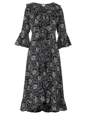 AT LAST... Felicity Midi Dress In Monochrome - Black