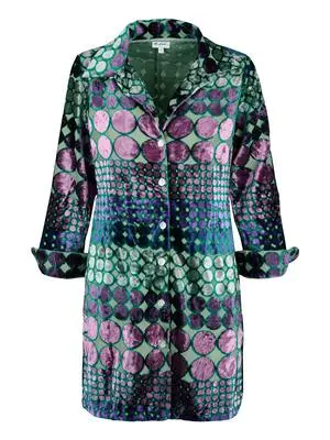 AT LAST... Amanda Devore Velvet Shirt & Purple Boho Spot - Green