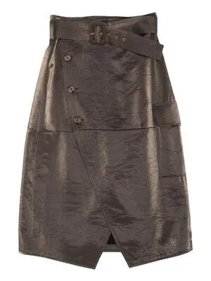 Dolores Promesas Midi Skirt Laminated Fabric - Silver