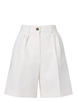 Max Mara Pleated Wool-blend Bermuda Shorts - White