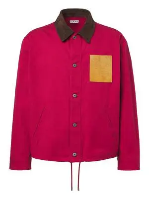Loewe Suede-trimmed Cotton Canvas Jacket - Red