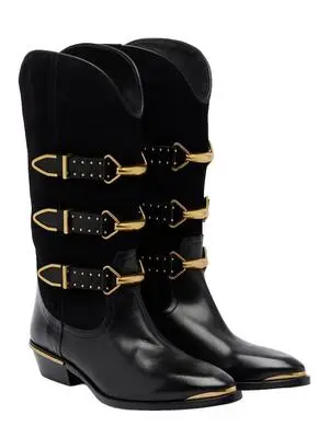 Isabel Marant Étoile Mexia Leather And Suede Cowboy Boots - Black