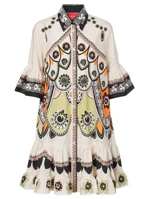 La DoubleJ Printed Tiered Cotton Poplin Minidress - Multicoloured