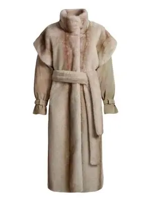 DUCIE Harper Suede-panel Coat - Neutrals