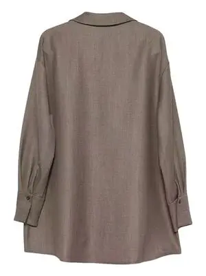 RUOHAN Chest-pocket Long-sleeve Shirt - Brown