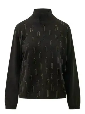 Fabiana Filippi Fabiana Filippi Embellished High-Neck Sweater Brown