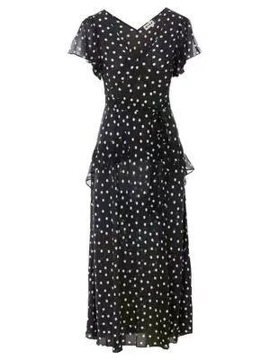 Rixo Evie Bohemia Polka Dot Silk Maxi Dress - Blue
