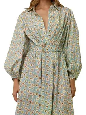 PALM. NOOSA Emily Belted Midi Dress - Blue