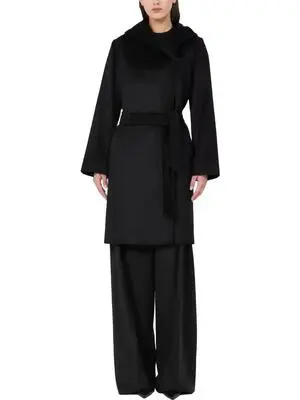 Max Mara Belted Hooded Coat - Black