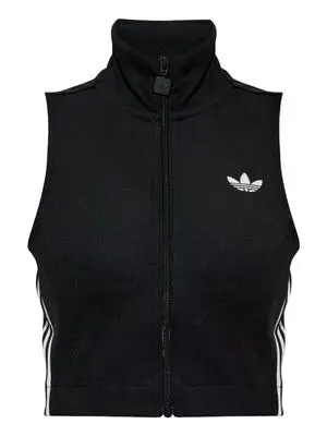 Adidas Logo-embroidered Cropped Top - Black