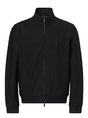 Emporio Armani Zip High-neck Cotton-blend Track Jacket - Square Pattern Black