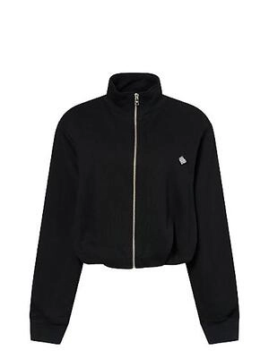 THE COUTURE CLUB Funnel-neck Balloon-hem Cotton Jacket - Black