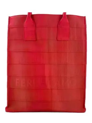 FERRAGAMO 2000s Ribbed Tote Bag - Red