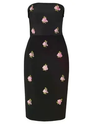 Carolina Herrera Floral-embroidered Strapless Dress - Black