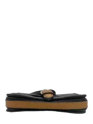 Burberry 1990-2000s Striped Buckled Shoulder Bag - Brown