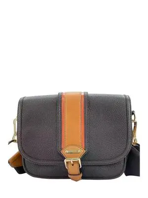 Burberry 1990-2000s Striped Buckled Shoulder Bag - Brown