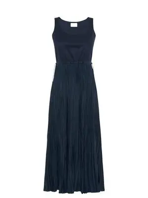 Max Mara Pleated Maxi Dress - Navy
